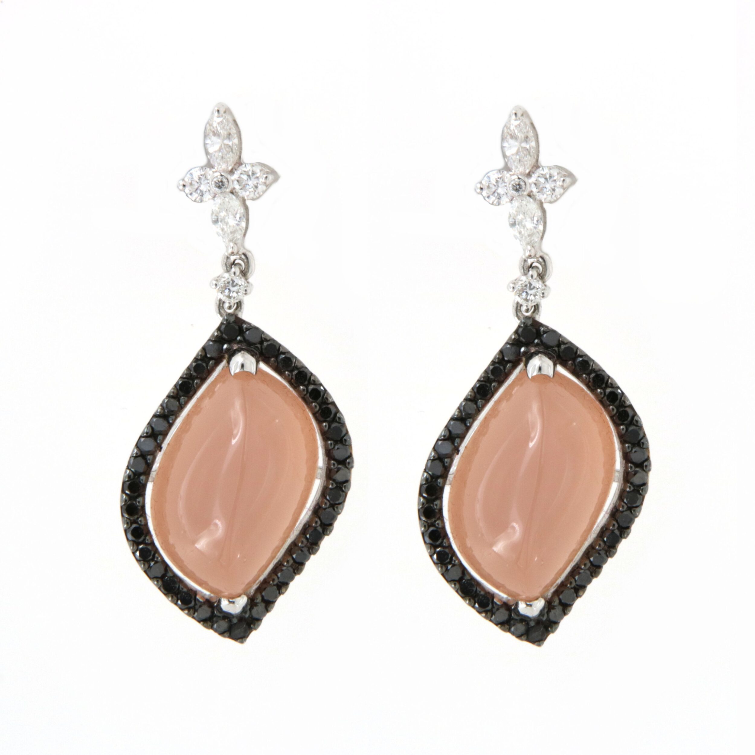 Orecchini Crivelli Oro Bianco Calcedonio Diamanti - Oroshop